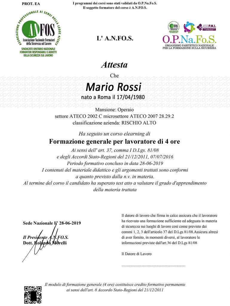 Il corso di formazione base dei lavoratori, parte generale - ANFOS ...
